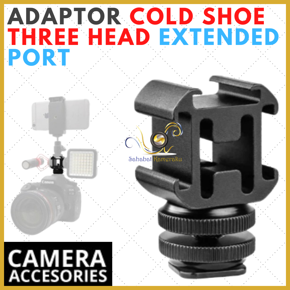 Jual Adaptor Cold Shoe Three Head Extended Port | Shopee Indonesia