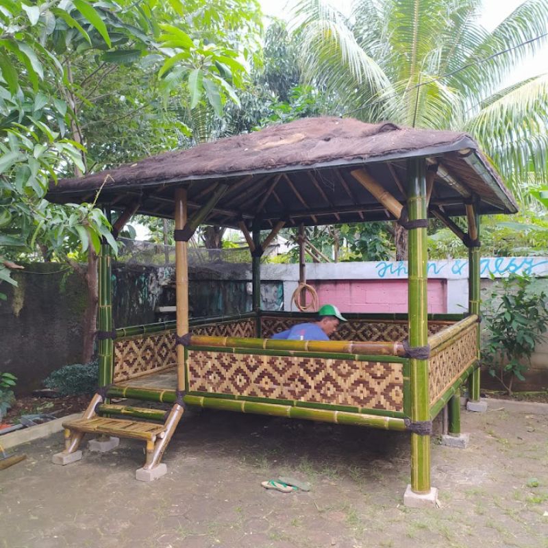 Jual saung gazebo bambu 3×3 m | Shopee Indonesia