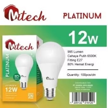 Jual Mitech Platinum Lampu Led A Buld 12W 12WATT SNI Bergaransi ...