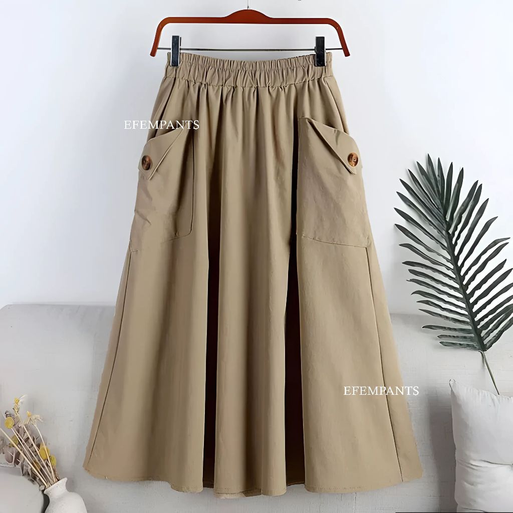 Jual Rok Cargo Twill Wanita Katun Karet Panjang Milo - Chinos Dewasa ...