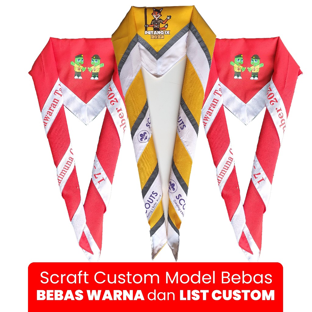 Jual Scraf Pramuka Spotlight Custom Warna dan Custom List Tulisan Warna ...