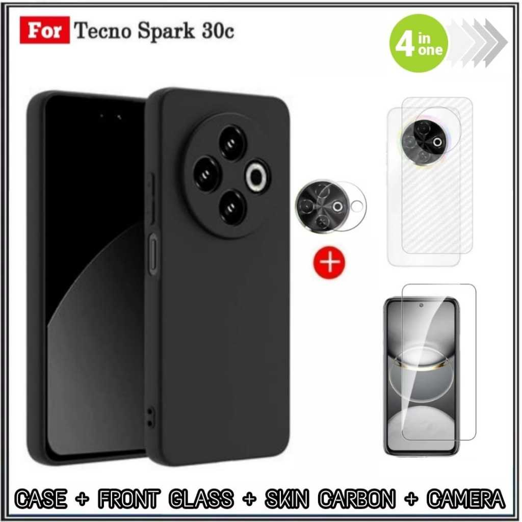 Jual Paket 4IN1 Case Tecno Spark 30C 20 Pro 20 20C Spark Go 2023 Slim Soft Casing Black Matte ...