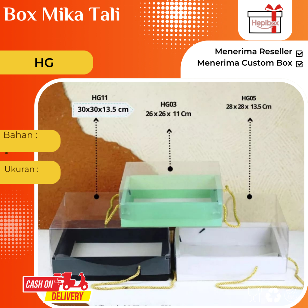 Jual Box Mika Transparan Tali / Box Kotak Mika Tali / Box Kue /Kotak ...