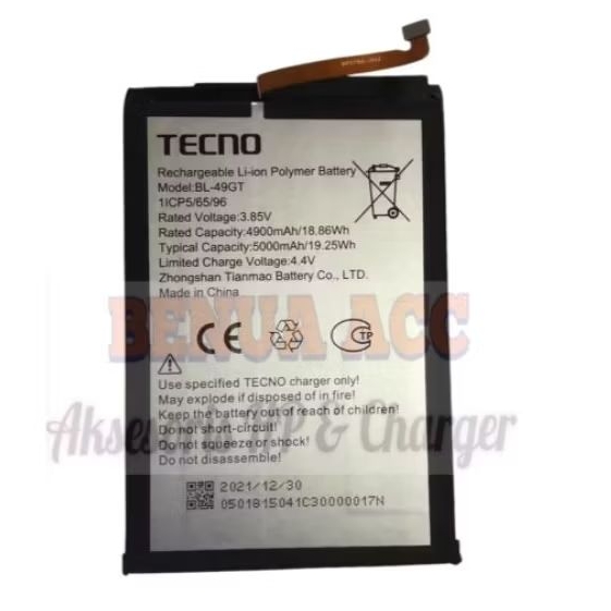 Jual Baterai Batre Tecno Spark 9T / Spark 9 Pro / Camon 17 / Camon 18T ...