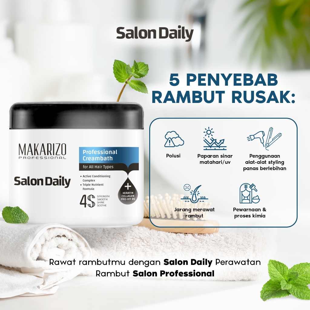Jual Makarizo Professional Salon Daily Creambath 250 mL | Shopee Indonesia