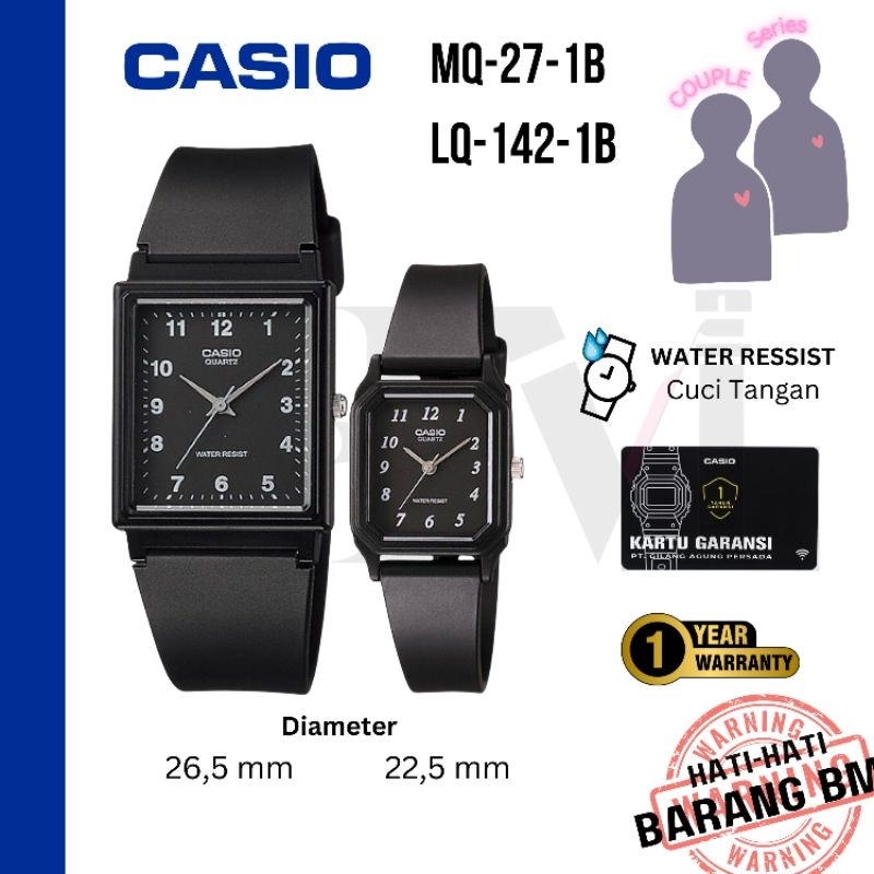 Jual CASIO MQ-27-1B & LQ-142-1B Jam Tangan Couple Original Analog Karet Classic Antiair MQ-27 ...