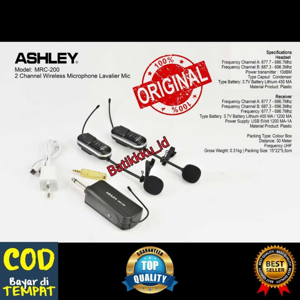 Jual Mic Wireless Jepit ASHLEY MRC 200 MRC200 2 MIC CLIP ON ORIGINAL ...