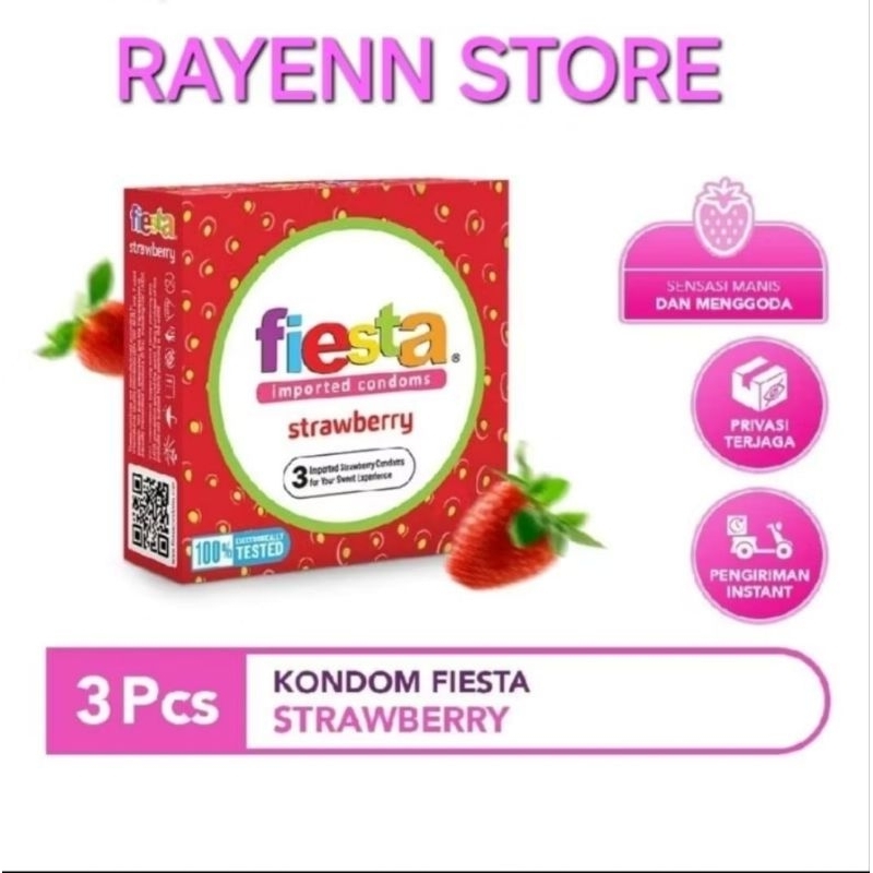 Jual Kondom Fiesta strawberry isi 3 Pcs | Shopee Indonesia