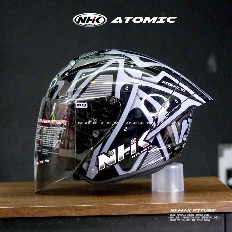Jual Helm NHK N1 MAX ATOMIC SINGLE VISOR - Helm motif Half face nhk ...