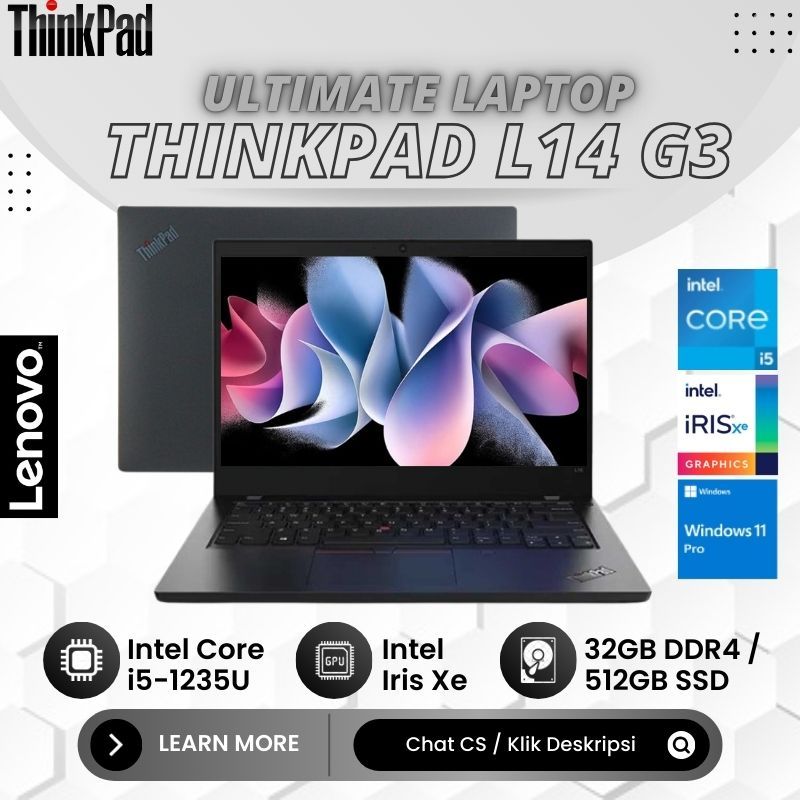 Jual LENOVO THINKPAD L14 GEN 3 - I5 1235U 32GB 512GB SSD 14" FHD IRIS XE WIN11 PRO | Shopee ...