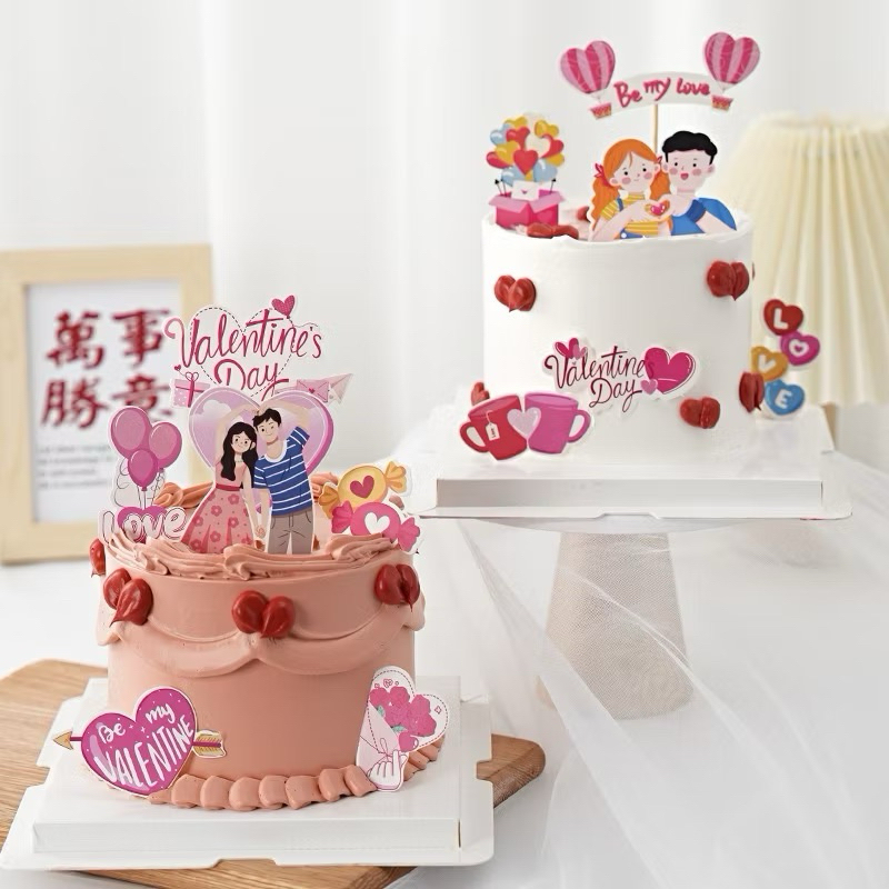 Jual Topper Kue Love valentine / couple topper hiasan kue bentuk hati ...