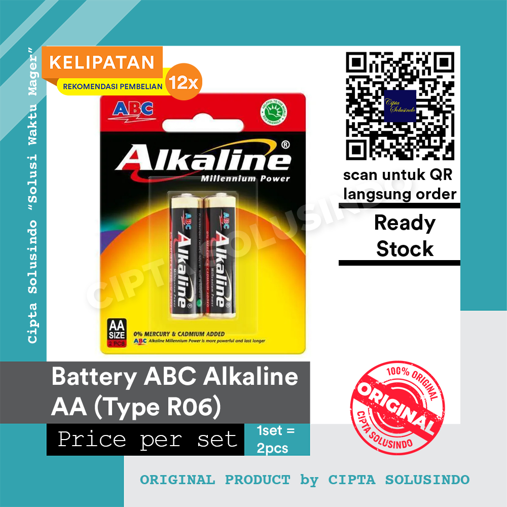 Jual Battery / Baterai Alkaline ABC Alkaline AA 2 Pcs Per Pack | Shopee ...