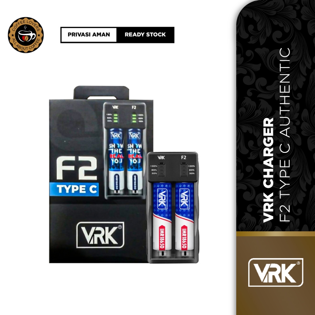 Jual (Authentic) VRK F2 Type C Charger - VRK Charger Baterai 18650 ...