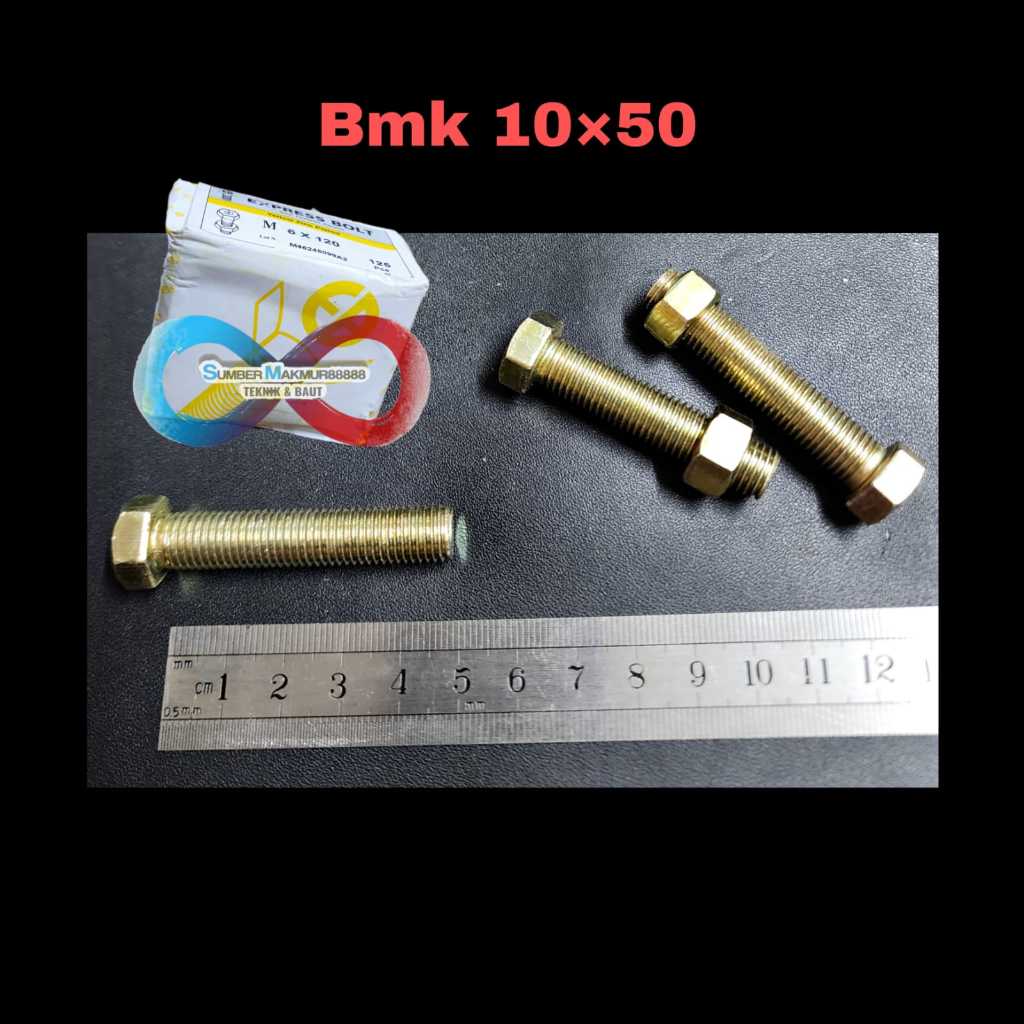Jual BOX - baut mur kuning / bmk 10×50 ( Isi 100 pcs ) | Shopee Indonesia
