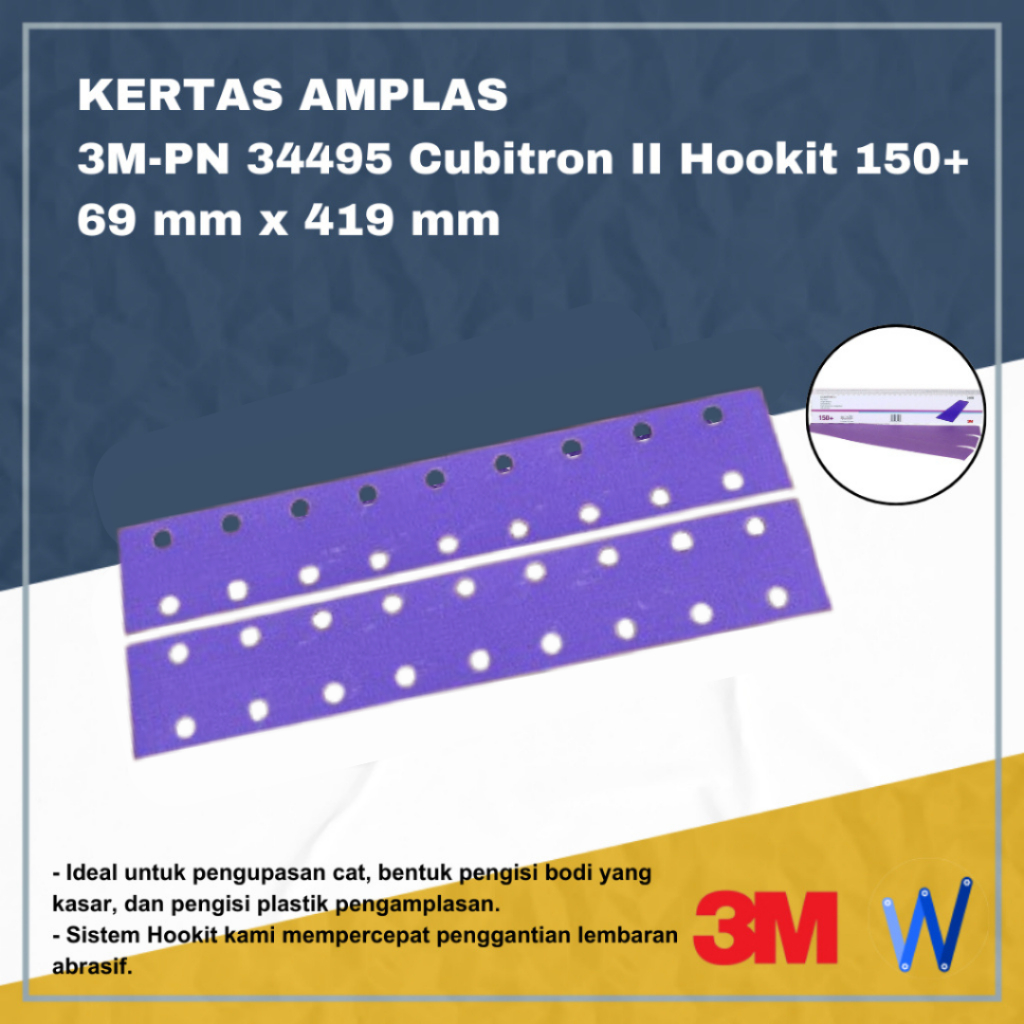 Jual Kertas Amplas 3M 34495 Cubitron II Hookit 150+ 69 mm x 419 mm (1 pack isi 5 pcs) | Shopee ...