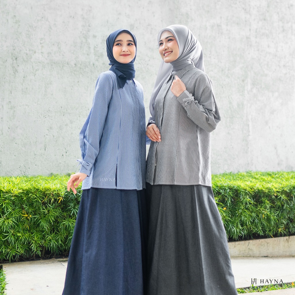 Jual HAYNA Olivia Stripe Blouse (All Colors) - Kemeja Atasan Garis ...