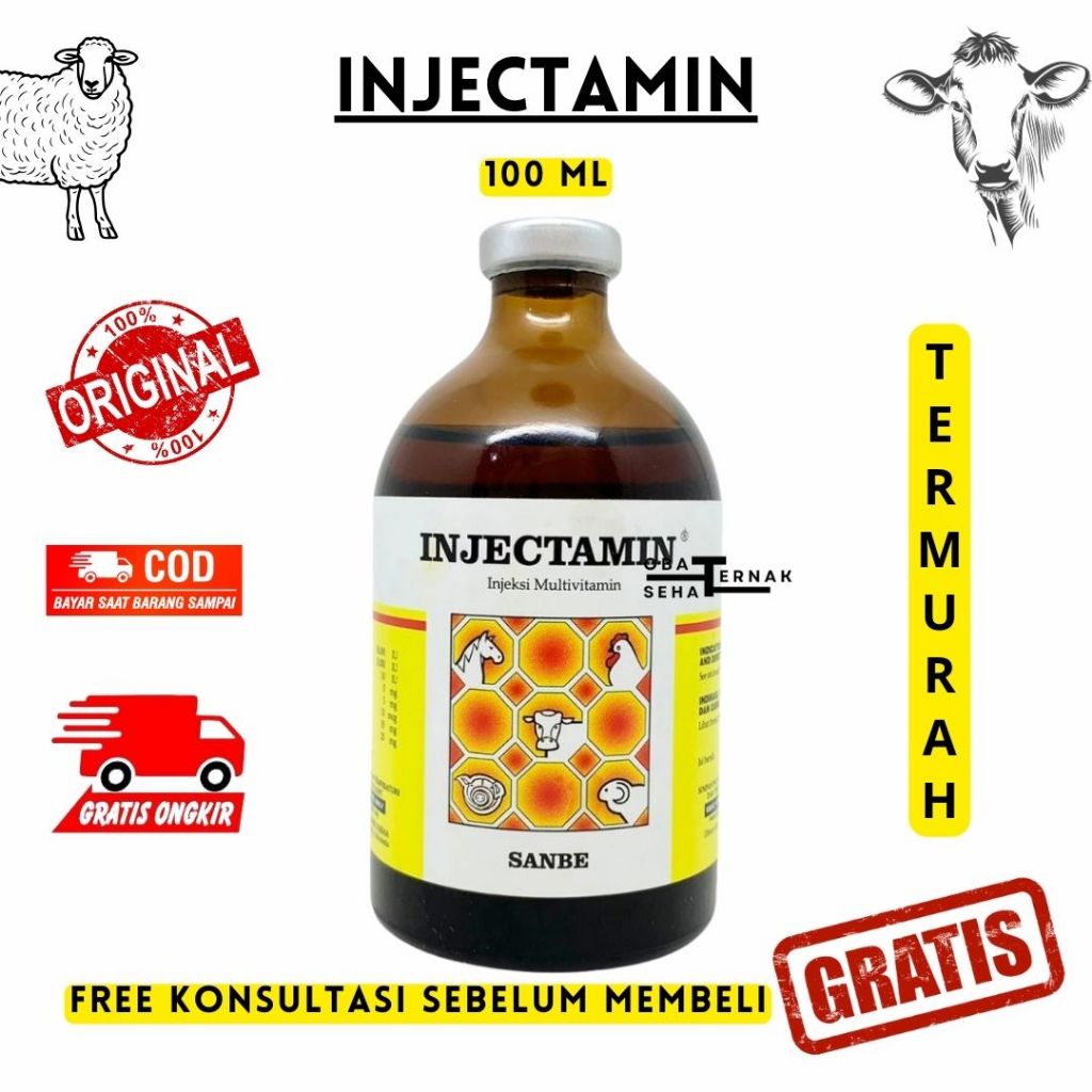 Jual INJECTAMIN 100 ML SANBE - Multivitamin Dosis Tinggi Untuk Hewan ...