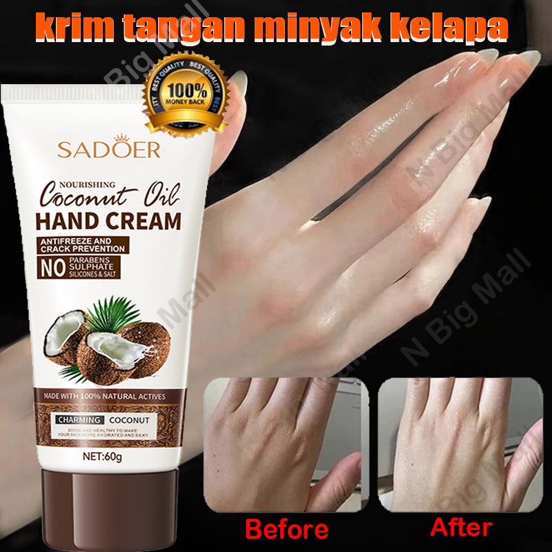 Jual SADOER krim tangan Coconut Oil Krim Tangan Pemutih Cream 60g Whitening Hand Cream ...