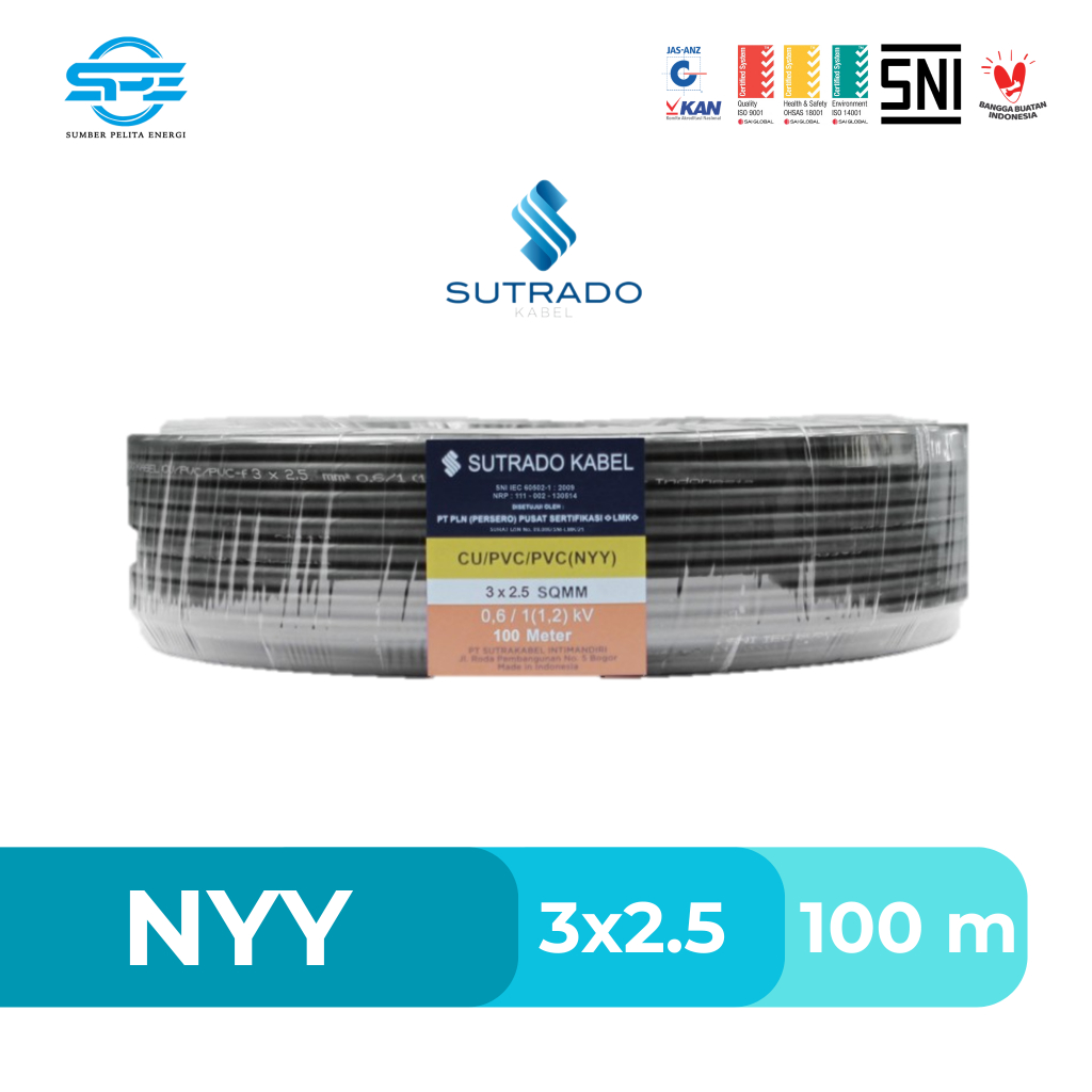 Jual Kabel Listrik NYY 3x2.5mm Sutrado - 50 dan 100 Meter | Shopee ...