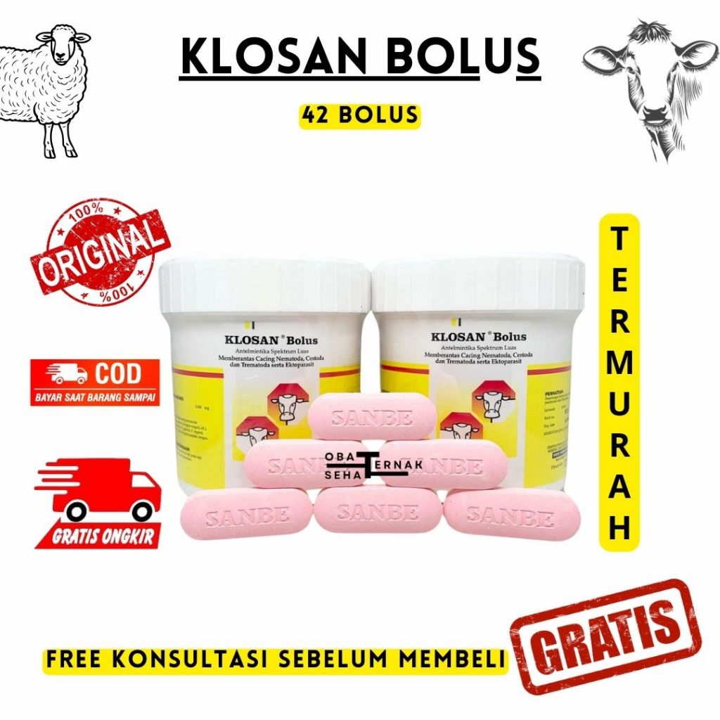 Jual KLOSAN BOLUS POT (ISI 42 Bolus) - SANBE Obat Cacing Spektrum Luas ...