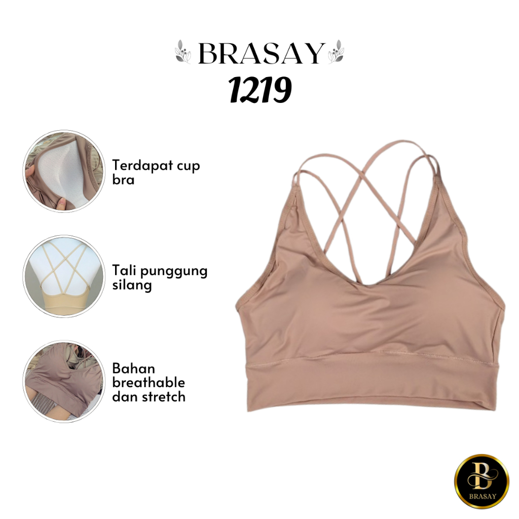 Jual Brasay Comfy BH Sport Wanita Yoga Bra Push Up Olahraga Belakang ...