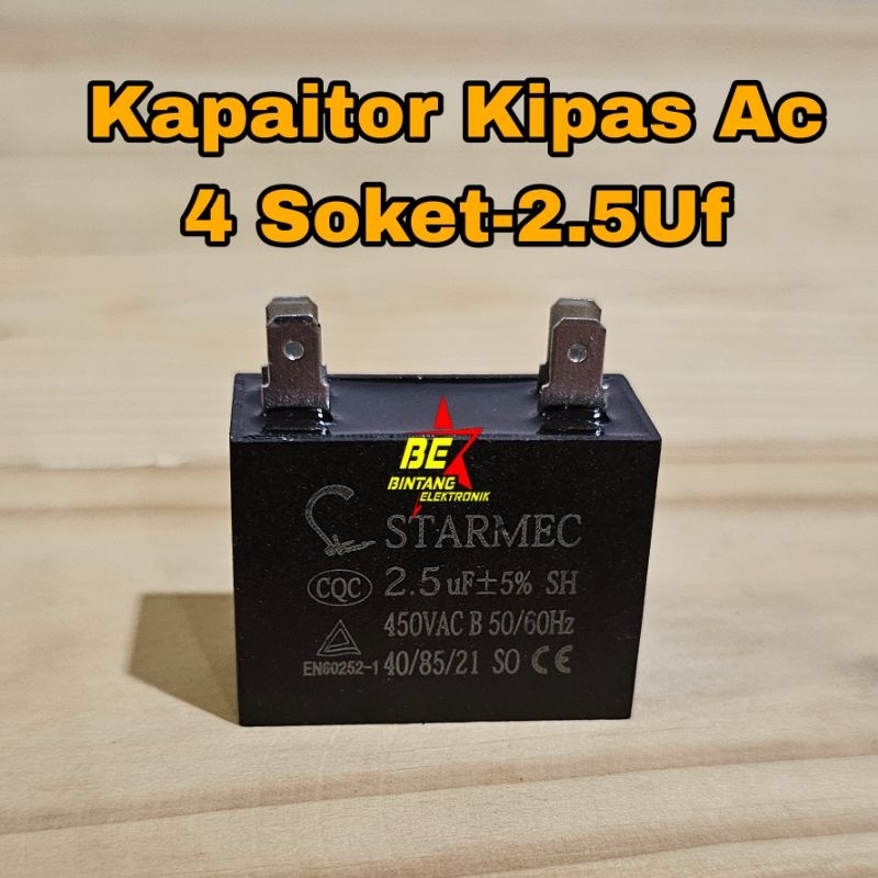 Jual Kapasitor Kipas Ac 2.5 Uf 4 Soket Capasitor Fan Ac 2.5uF 4 Pin Kaki 2.5 Micro Farad 2.5 ...