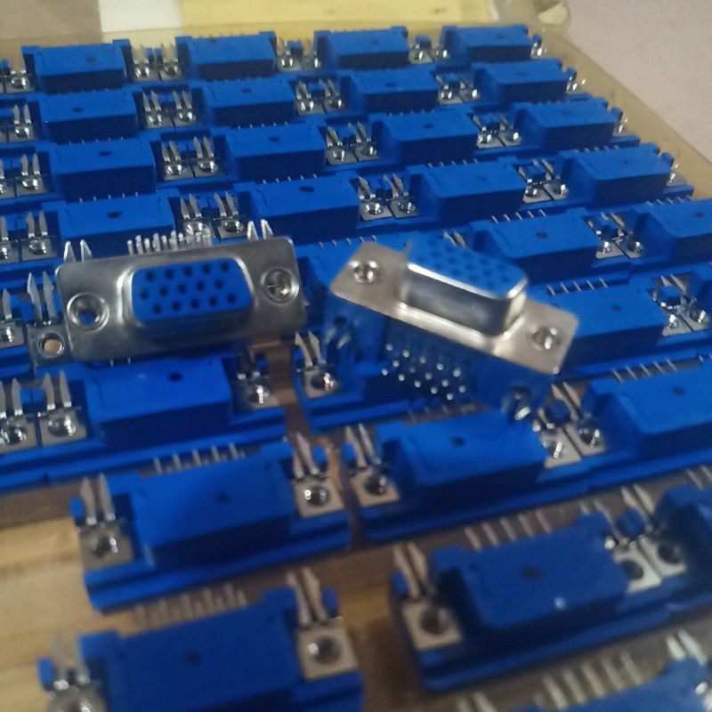 Jual 5 Buah DB15 DR15 FEMALE PCB Mount CONNECTOR RIGHT ANGLE D-sub 3 Baris Blue Paralel Port ...