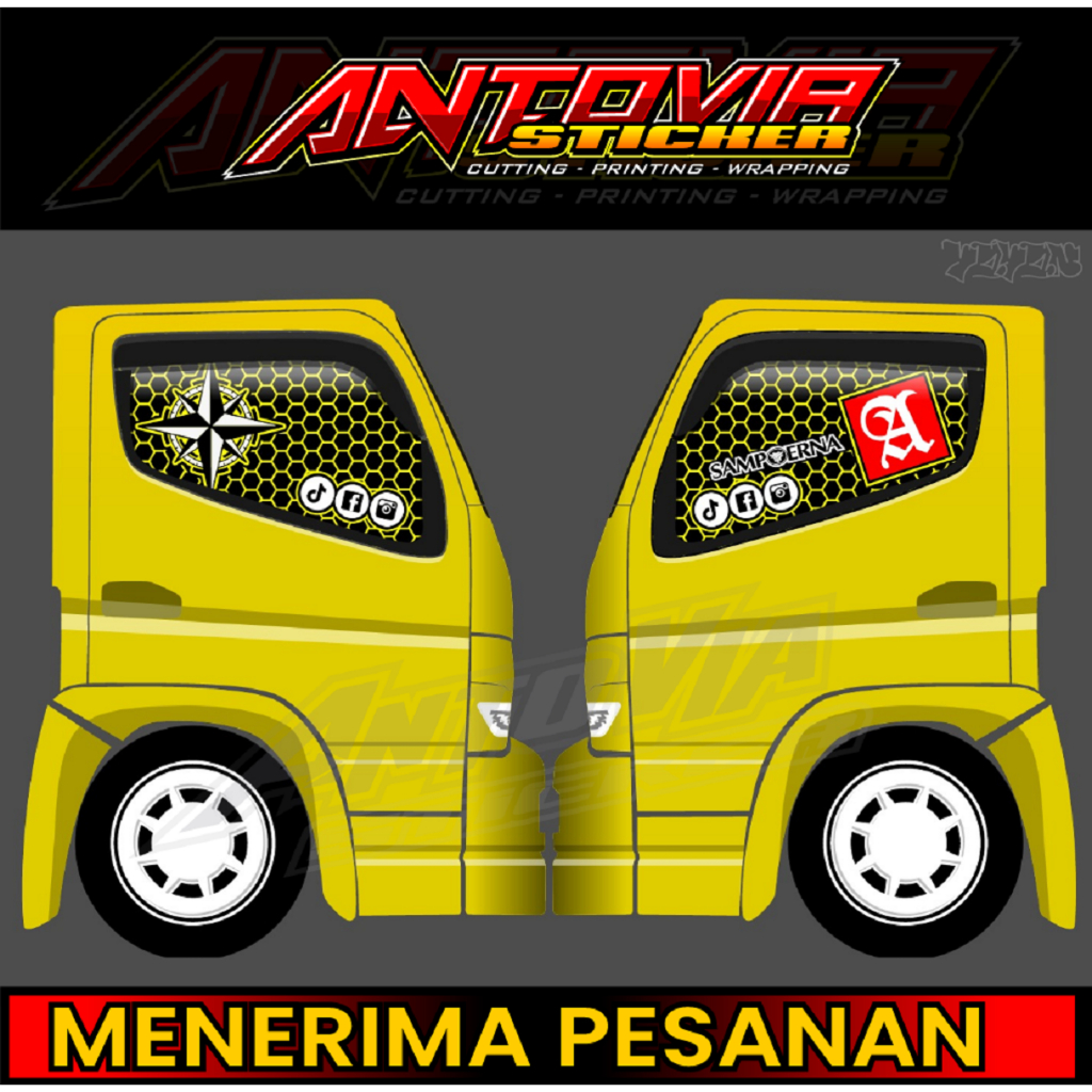 Jual Stiker One Way + Kaca Samping Truck Canter Desain Jaring Kompas ...