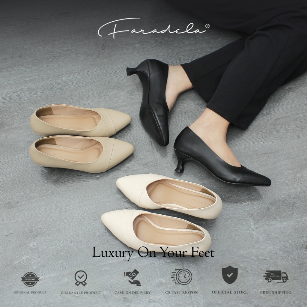 Jual FARADELA Kauren Sepatu Pantofel Heels Wanita Kerja Kantor Hak 5cm ...