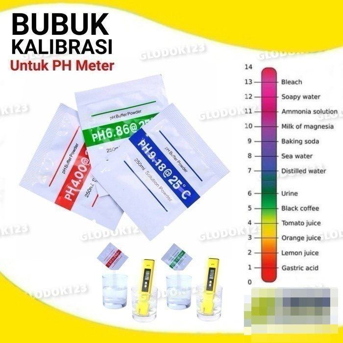 Jual Serbuk Kalibrasi pH Buffer Powder Bubuk PH Meter Calibration Solution MERAH / HIJAU ...