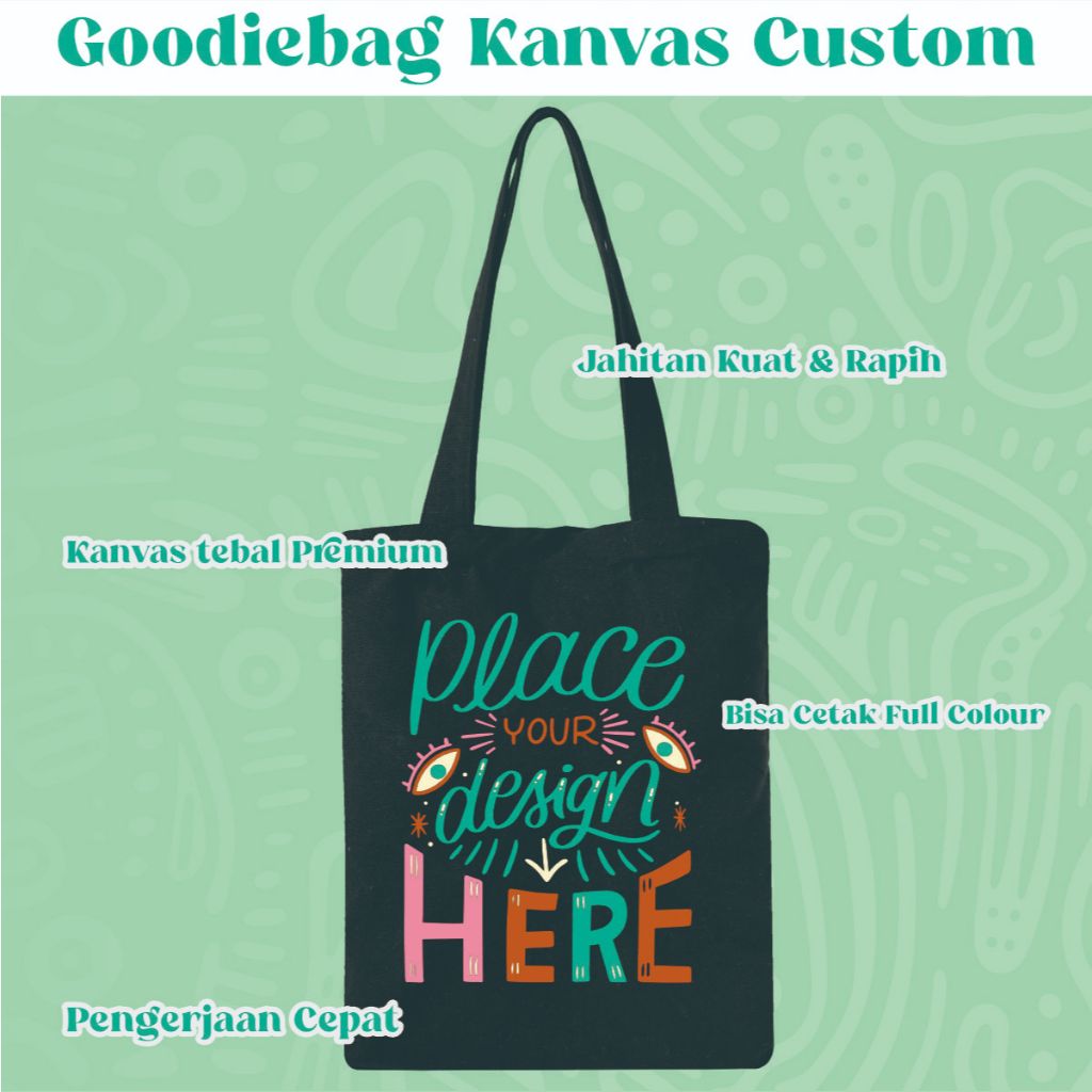 Jual Totebag Kanvas Goodie Bag Kanvas Tas Kanvas Warna HITAM CUSTOM SATUAN | KANVAS HITAM TEBAL ...