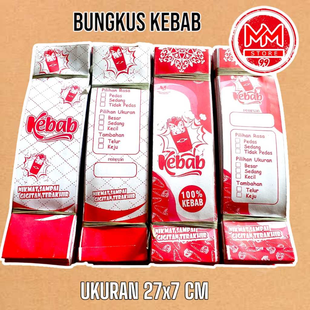 Jual 50 PCS KERTAS BUNGKUS KEBAB PAPER CRAFT 27x7 CM | Shopee Indonesia