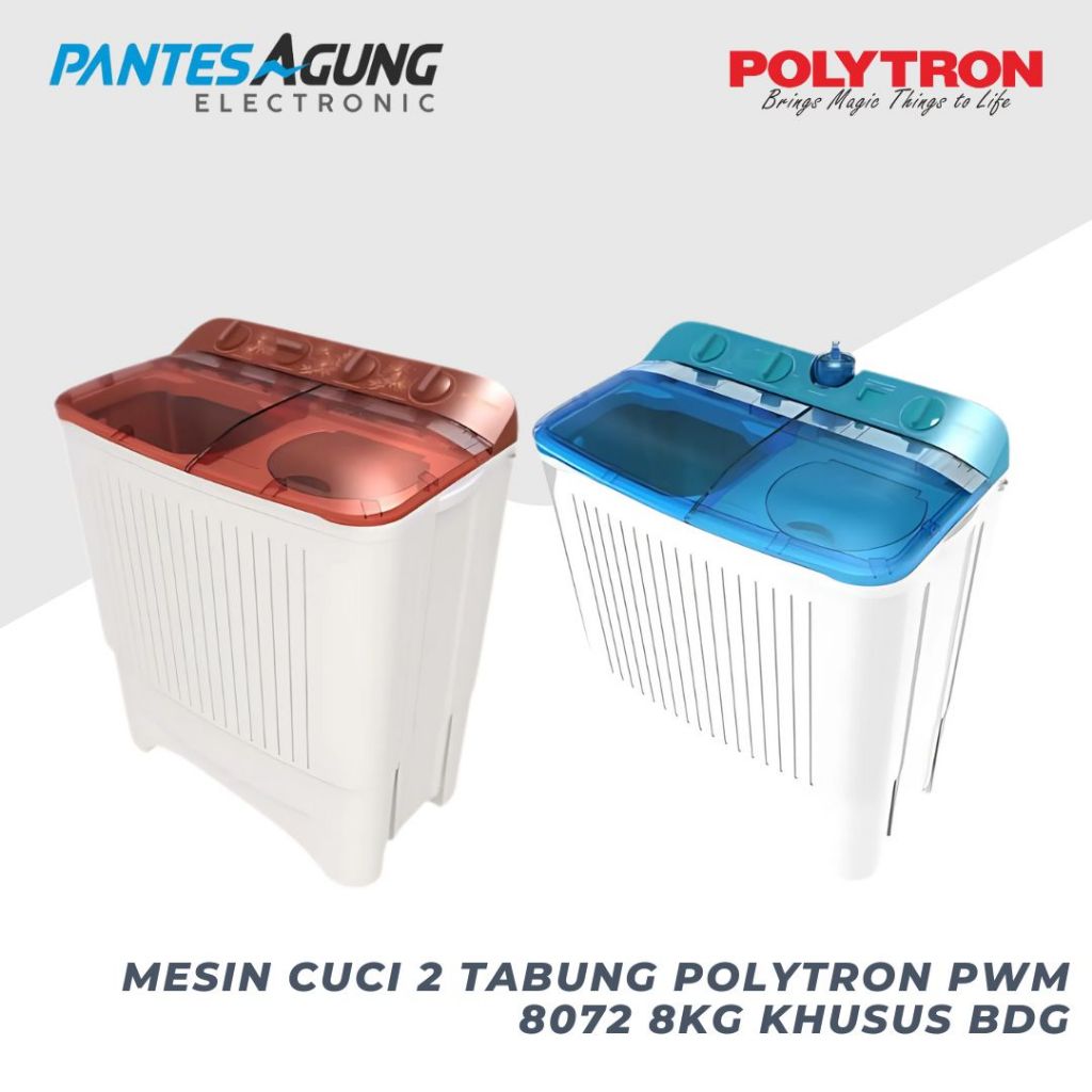 Jual MESIN CUCI 2 TABUNG POLYTRON PWM 8072 8KG khusus bdg | Shopee ...