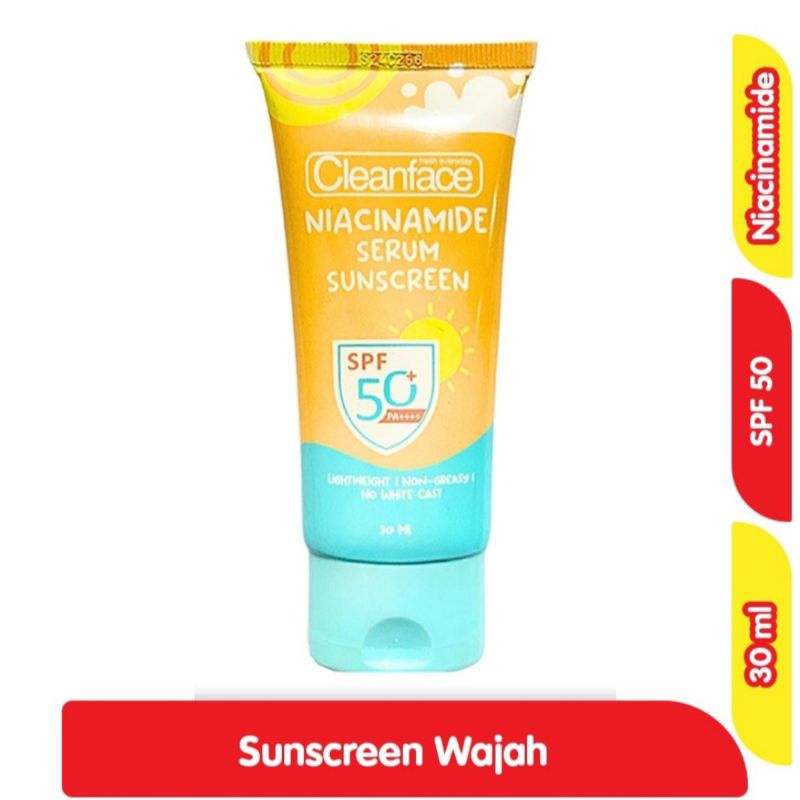 Jual CLEANFACE niacinamide serum sunscreen wajah SPF 50 30ml | Shopee ...