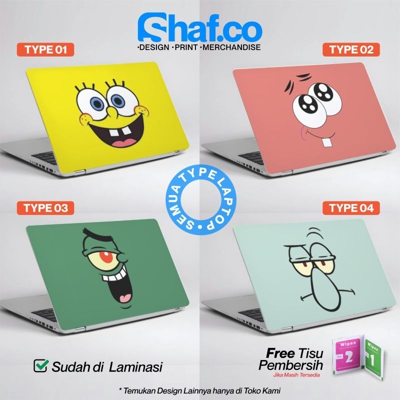 Jual Garskin Sticker Laptop Motif Spongebob, Patrick, Planton ...