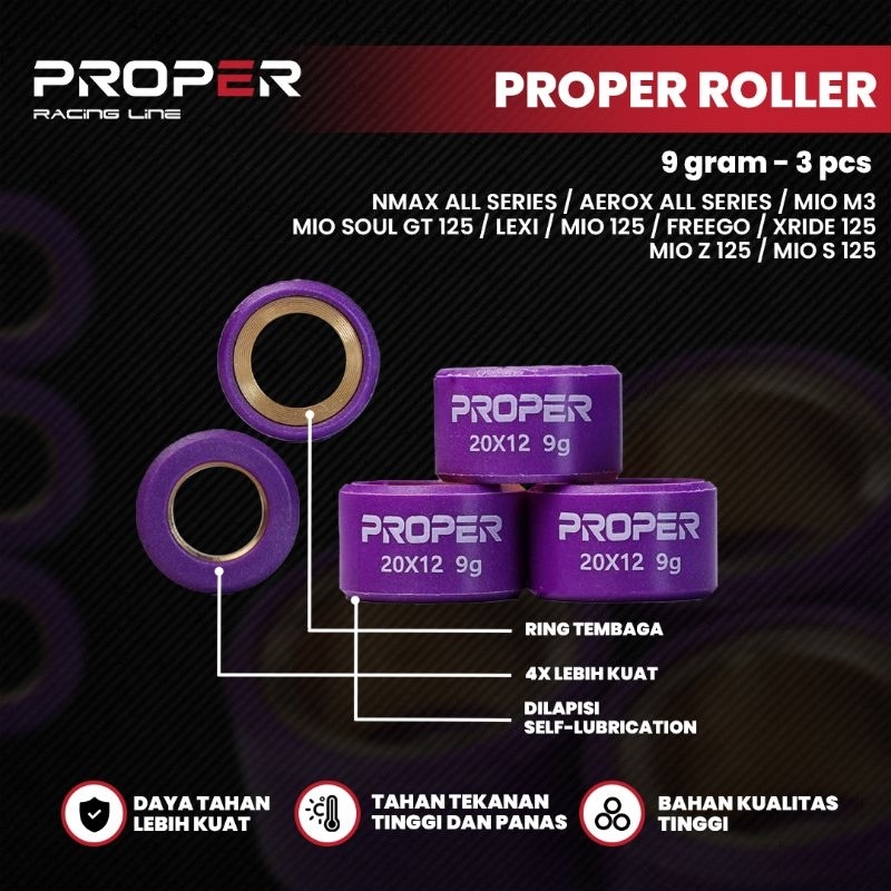 Jual ROLLER PROPER 20X12 9 10 11 12 13 GRAM ROLLER NMAX AEROX LEXI MIO ...