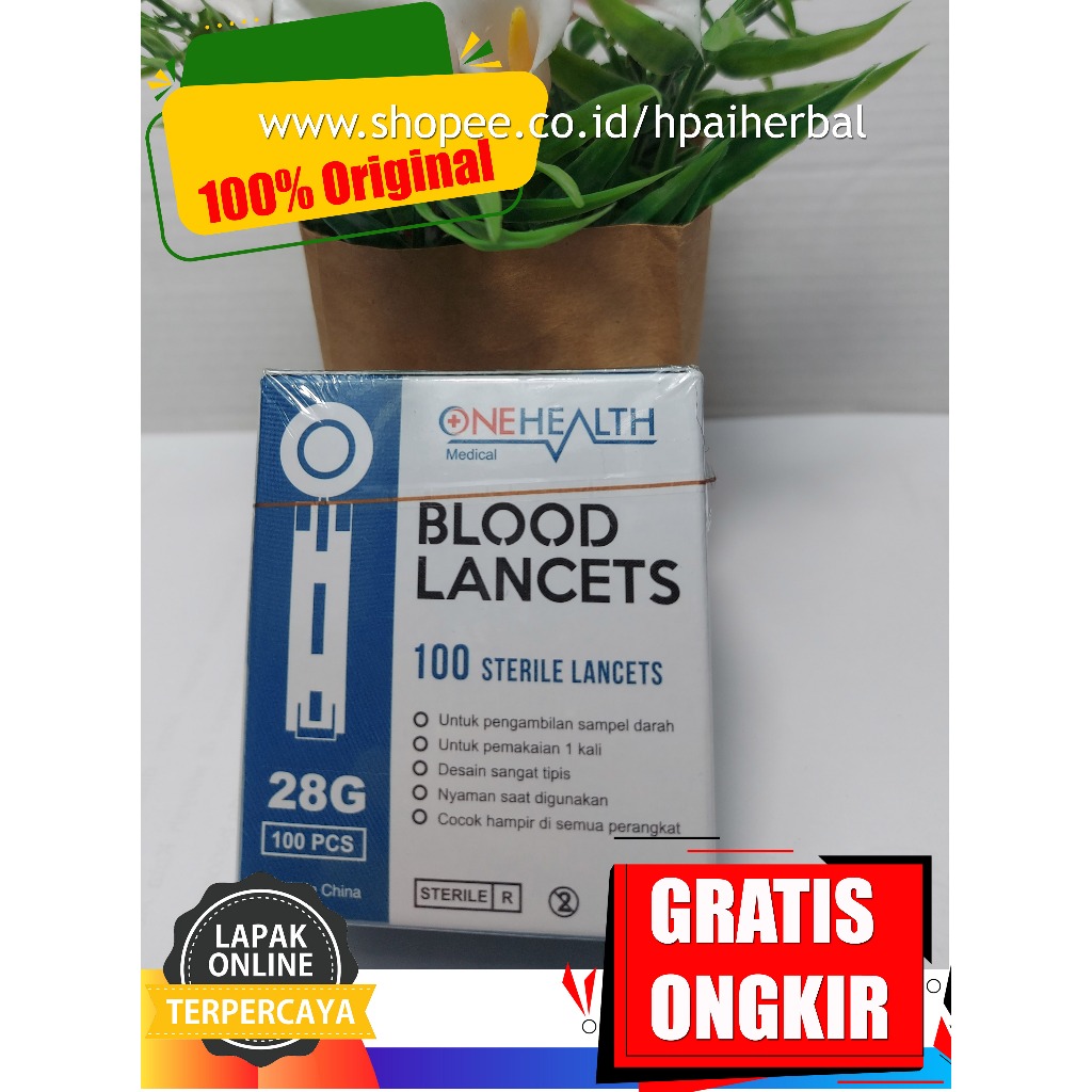 Jual Blood Lancet 28G Onehealth isi 100 - Jarum Ambil Darah | Shopee ...