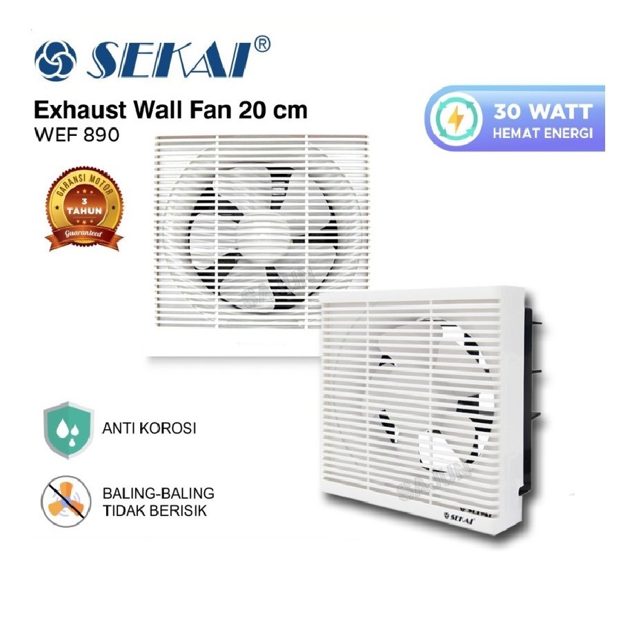 Jual Exhaust Fan Dinding 8 inch Sekai WEF 890 Hexos Heksos Tembok 8inch ...