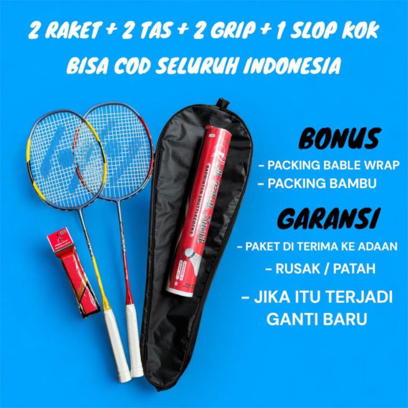Jual RAKET BADMINTON KUMPLIT ORIGINAL ABS MANDALIKA SERIES ( 2 RAKET 2 ...