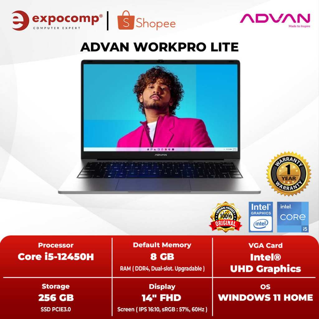 Jual LAPTOP ADVAN WORKPRO LITE GREY CORE i5-12450H 8GB 256GB WIN 11 ...
