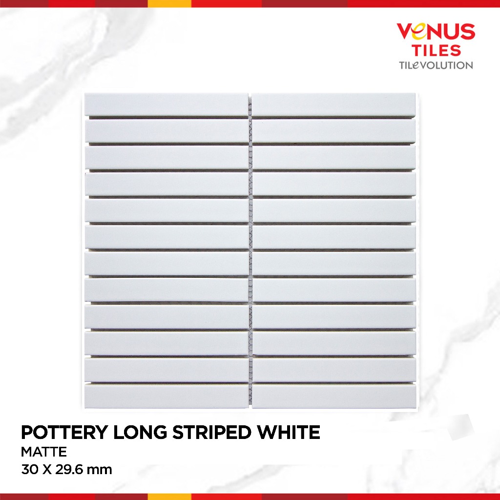 Jual Venus Tiles - Pottery Long Stripped White Matte 30X29,6CM | Shopee ...