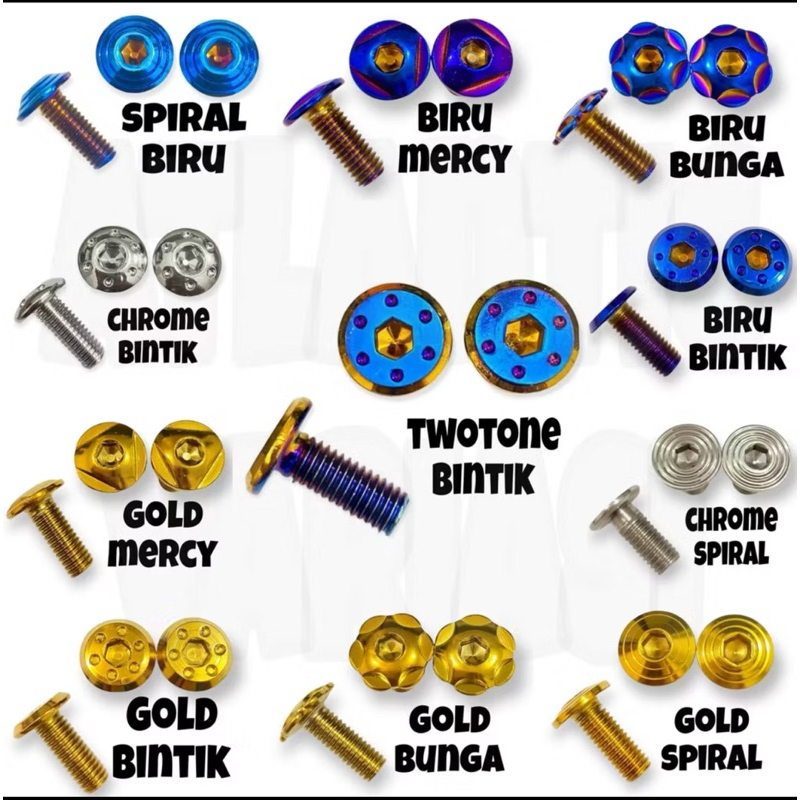 Jual baut disc disk cakram piringan probolt flat bintik gold universal drat 12 HARGA 1 BAUT ...