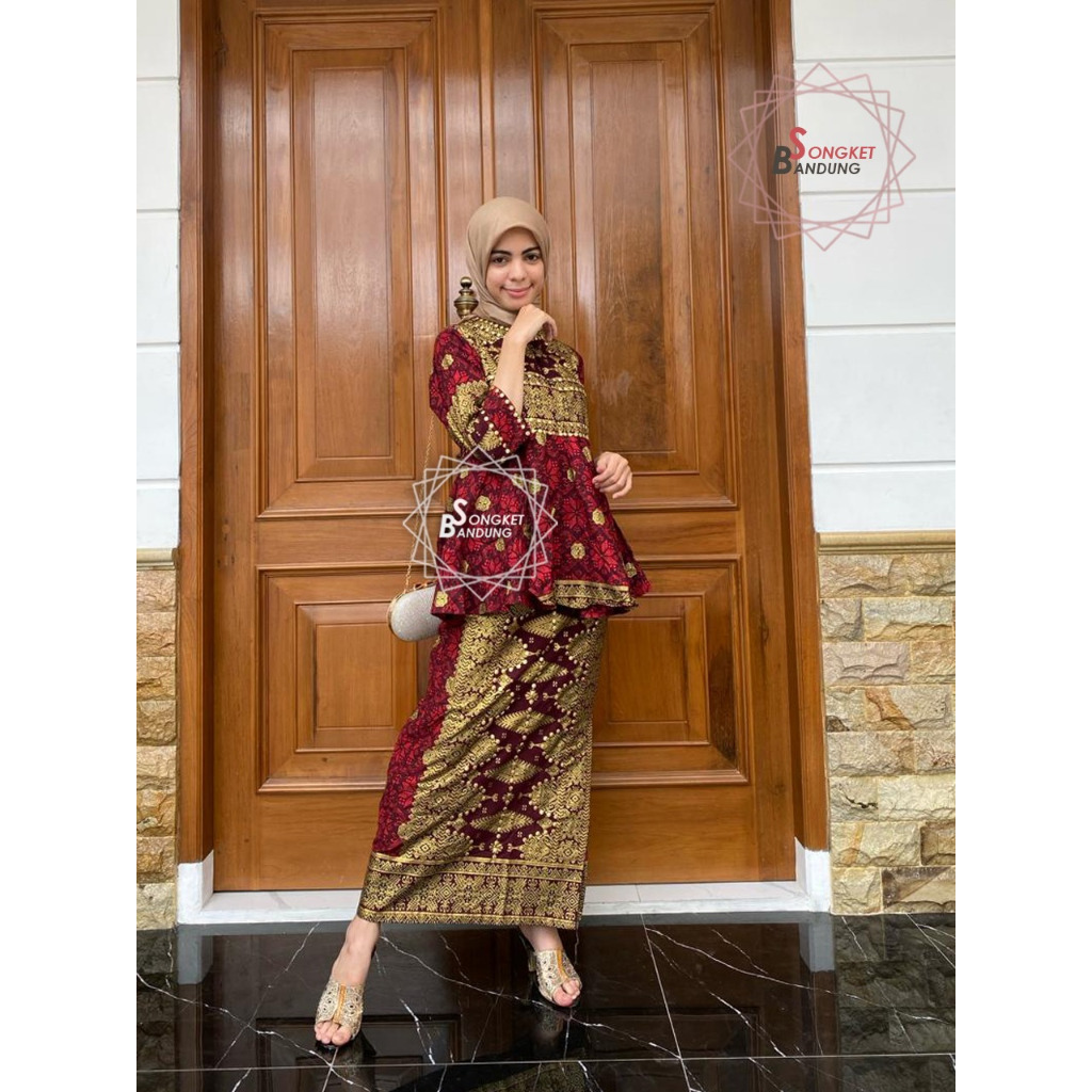 Jual SETELAN PEPLUM BABYDOLL MOTIF SONGKET BATIK JUPRI PALEMBANG RUMAH ...