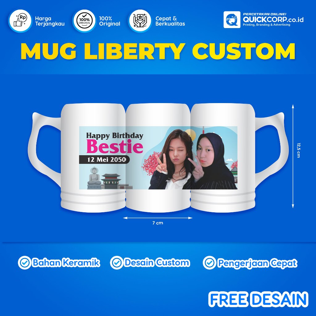 Jual Mug Liberty, Mug Custom Aestethic, Desain Custom Bisa Pakai Gambar ...