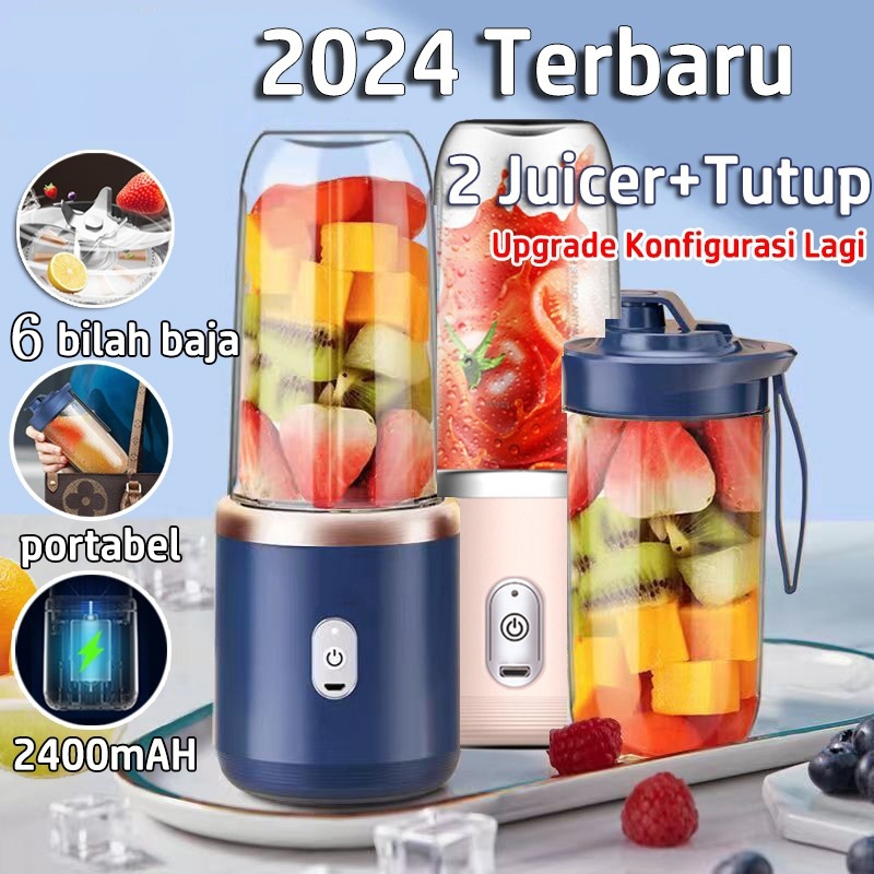Jual ★COD★Blender Portable Juice dengan 6 Pisau, Kapasitas 400ml+400ml ...