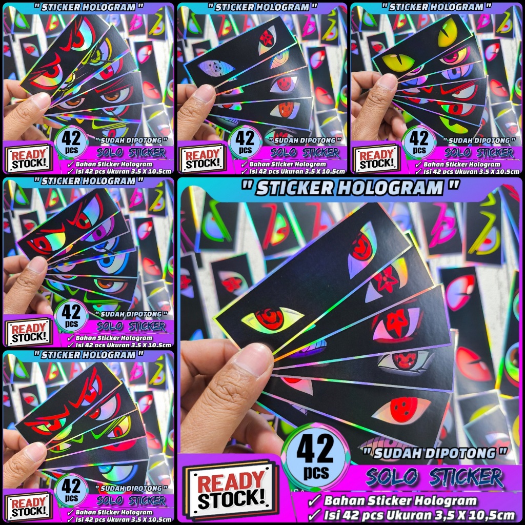 Jual SUDAH DIPOTONG Sticker Strobo Mata Isi 42 pc Stiker Mata Kedip ...