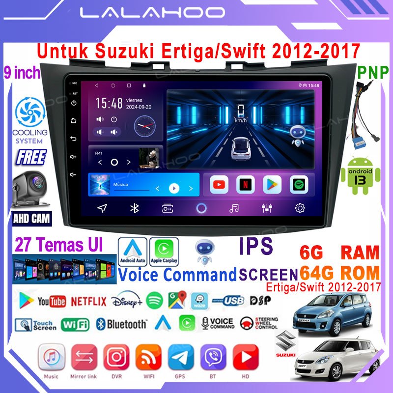 Jual 【Untuk Ertiga/Swift 2012-2017】6G+64G Android 13 Head Unit Termasuk Frame/PNP Soket 9 Inch ...
