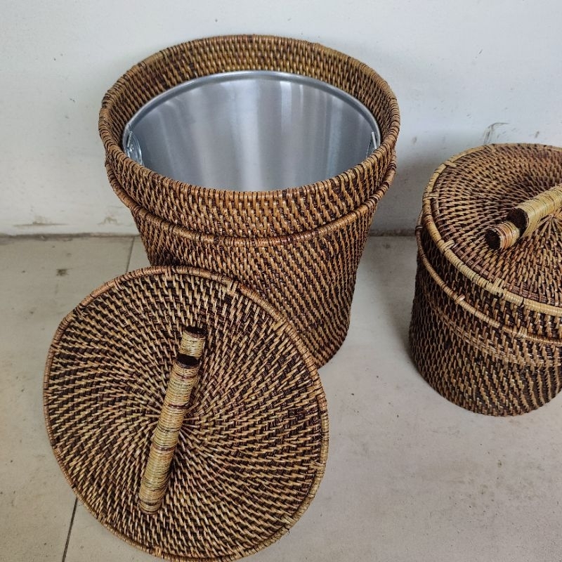 Jual tempat sampah rotan rattan trash bin | Shopee Indonesia