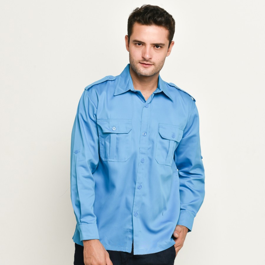 Jual Kemeja Lengan Panjang Biru Size S-7XL / Kemeja Prabowo Gibran ...
