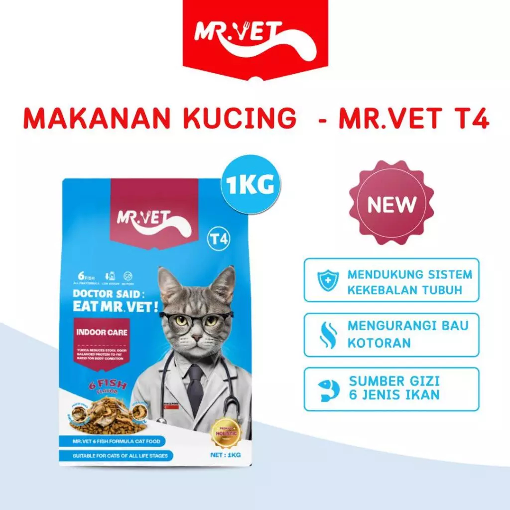 Jual Mr.Vet T4 - Makanan Kucing Kering Mr Vet 1KG Menjaga Berat Badan ...